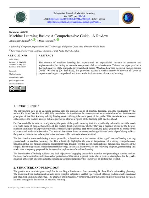 Pdf Machine Learning Basics A Comprehensive Guide A Review