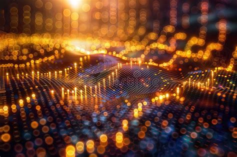 Futuristic Wave Pattern Glowing Bokeh Lights On Modern Abstract Background Generative Ai Stock