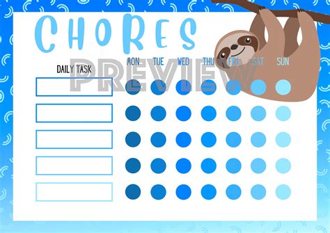 Sloth Chore Chart Etsy
