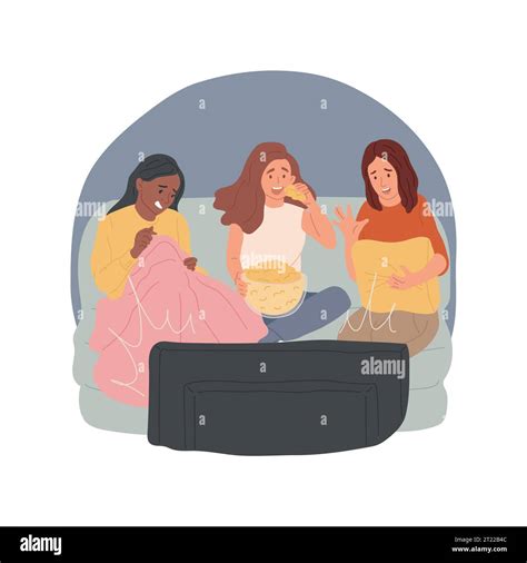 Horror Movie Isolated Cartoon Vector Illustration Scared Teenage