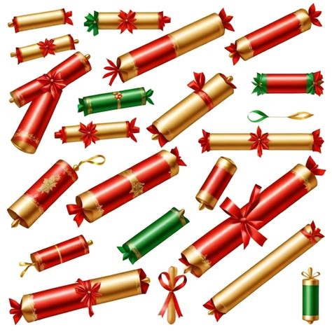 Premium Vector Christmas Cracker Vector Set White Background Isolated