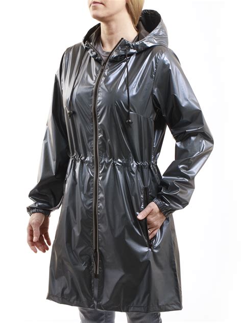 Totes Recycled Metallic Rain Jacket With Reflective Zipper