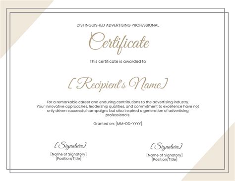 Free Distinguished Advertising Professional Certificate Template To