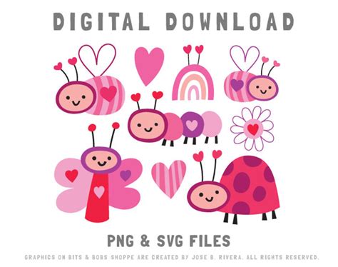 Bug Svg Love Bugs Svg Cute Bugs Svg Valentines Clipart Bug Clipart