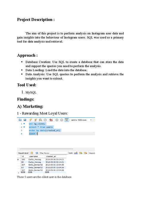 Trainity Project 2 Sql Analysis Of Instagram User Behavior Insights