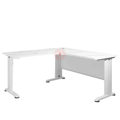 Marble White L Shape Office Table Meja L Shape Meja Pejabat