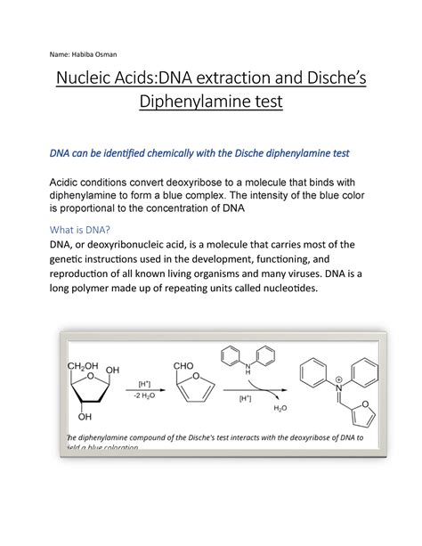 Lab Report Woek Name Habiba Osman Nucleic Acidsdna Extraction And
