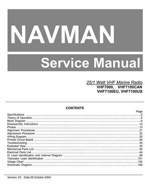 Navman Vhf7000 Service Manual Pdf Download Manualslib