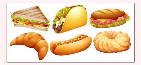 Diferentes Tipos De Comida Rápida Vector Premium