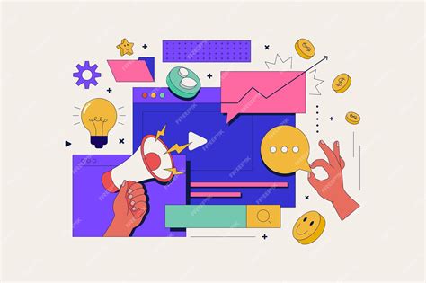 Premium Vector Modern Flat Line Concept Of Dgital Marketing