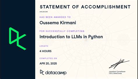 Python Llms Machinelearning Datacamp Ai Learningjourney Kirmani Oussema