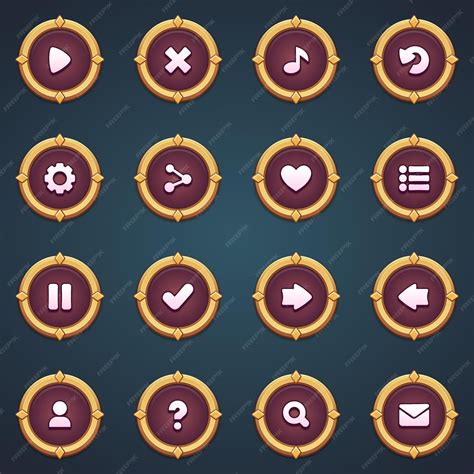 Premium Vector Fantasy Brown Ui Set Of Buttons In Cartoon Style Gui