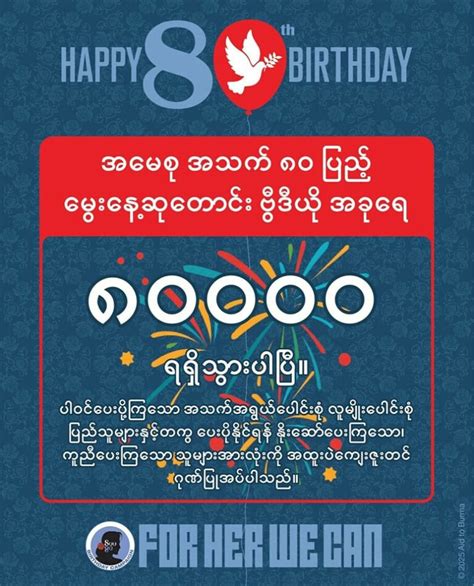 လူထုခေါင်းဆောင် ဒေါ်အောင်ဆန်းစုကြည် မွေးနေ့ဆုတောင်း မူလရည်မှန်းထားသည့