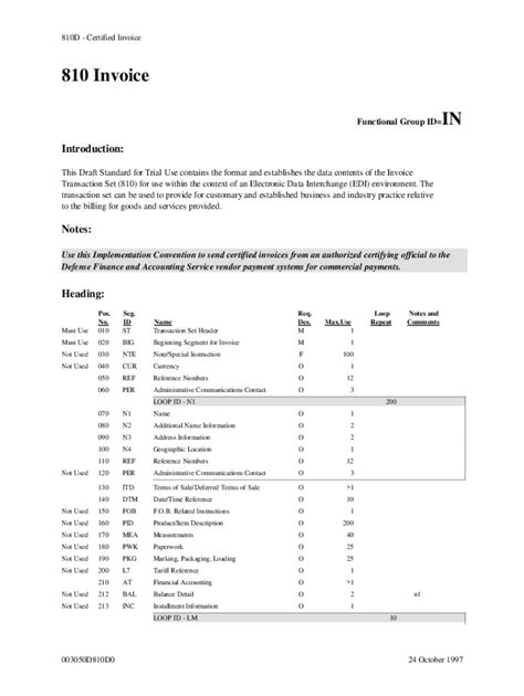 Fillable Online 810 Invoice Dod Procurement Toolbox Fax Email Print Pdffiller