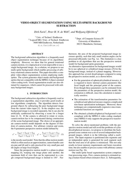 Pdf Video Object Segmentation Using Multi Sprite Background Subtraction