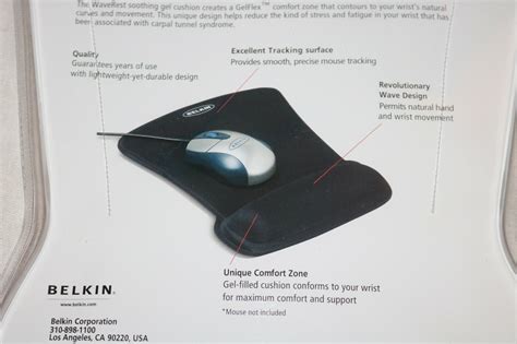New Belkin Waverest Gel Mouse Pad Black F8e262 Blk P45168 A Ebay
