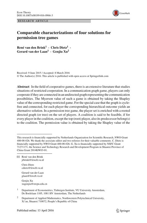 Pdf Comparable Characterizations Of Four Solutions For Permission