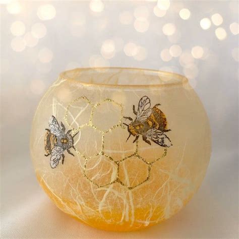 Bumble Bee Glow Pot Hand Decorated Tealight Candle Holder