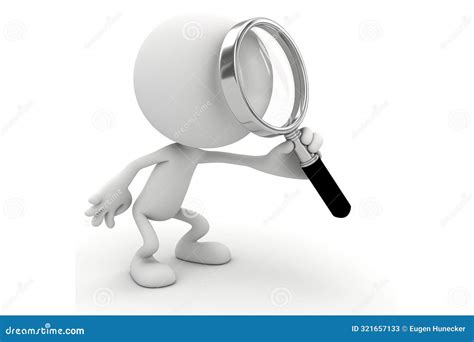 3d Person Using A Magnifying Glass For Searching Or Inspecting In A