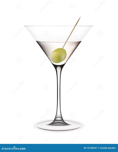 Martini Con La Aceituna Ilustración Del Vector Ilustración De Cristal