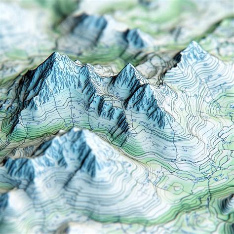 A Topographic Map With A Focus On A Mountain Range Showing Detailed