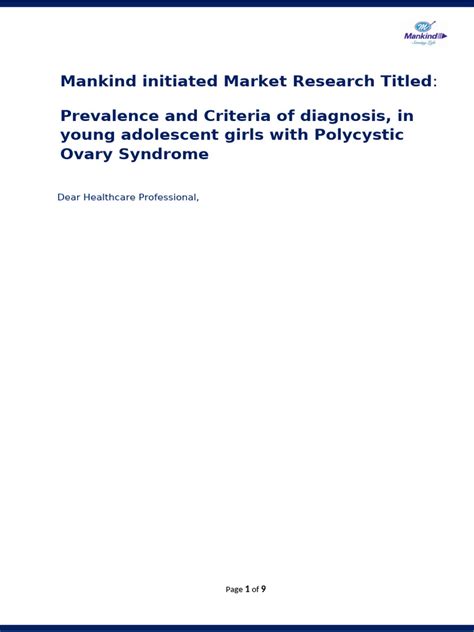 Pcos In Young Female Market Research Questionnaire Final Survey Pdf Polycystic Ovary