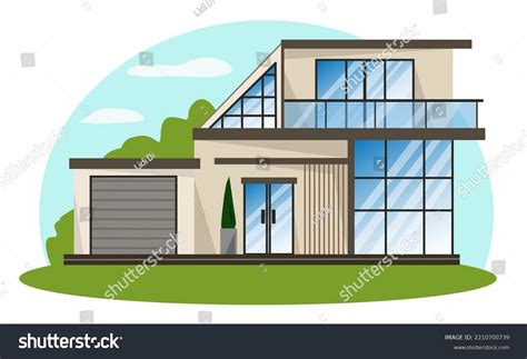 Modern Cartoon House Vector Illustration House Stock Vector Royalty