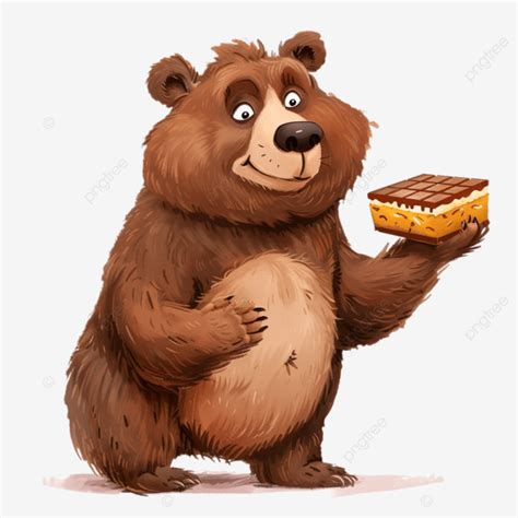 الدب الكرتون يحمل علبة الشوكولاتة دب كرتون شوكولاتة Png صورة للتحميل مجانا