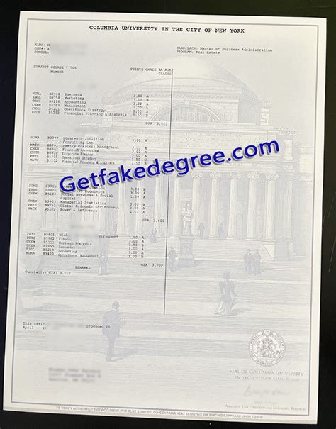 Fake Columbia University Transcript Certificate Buy Fake High School
