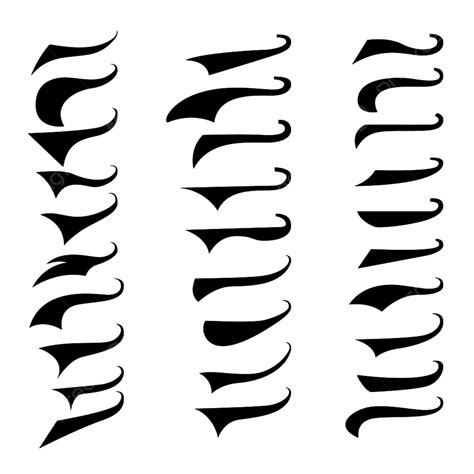 Text Tails Clipart Vector Set Of Retro Typography Text Tails Swirl