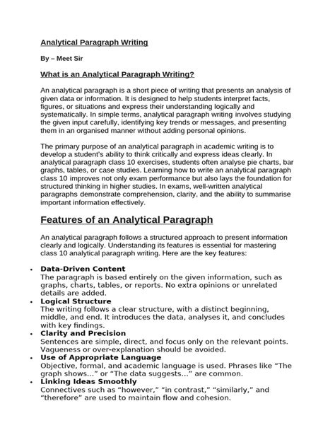 Mastering Analytical Paragraph Writing Pdf Information Data