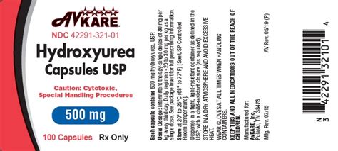 Ndc 42291 321 Hydroxyurea Capsule Oral