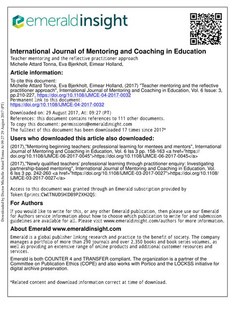 Pdf Teacher Mentoring And The Reflective Practitioner Approach