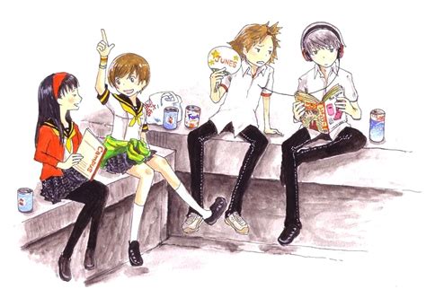 Narukami Yuu Satonaka Chie Amagi Yukiko And Hanamura Yousuke