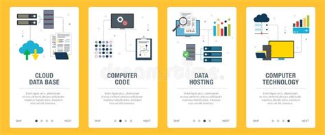 computer technology data hosting and computer code icons stock vector illustration of