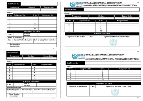 Ignou Assignment Receiving Slip Acknowledgement Slip Black By