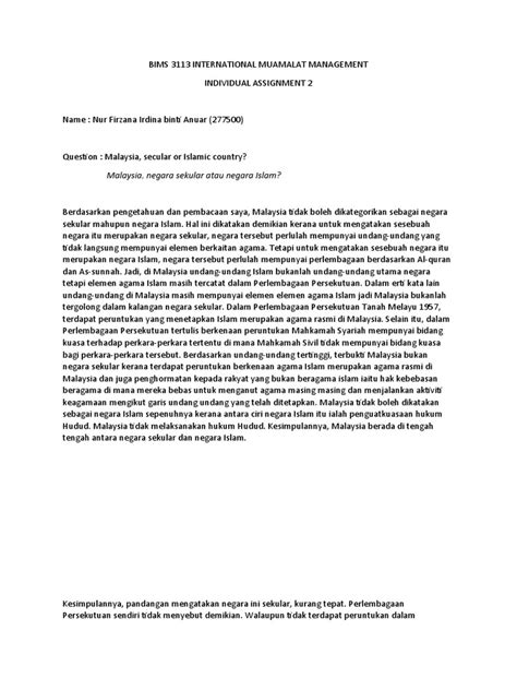 Bims 3113 International Muamalat Management Individual Assignment 2 Pdf