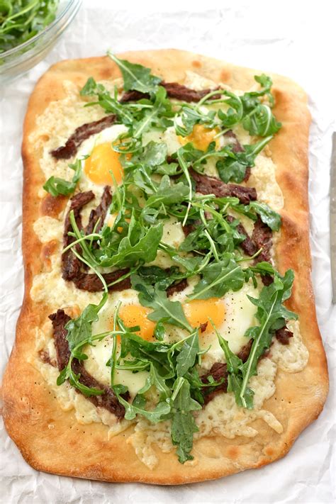 Steak Egg And Arugula Flatbread Perpetually Hungry