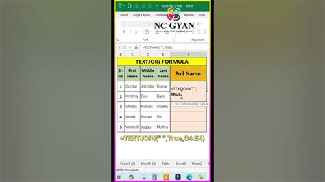 How To Use Textjoin Formula In Excel Ncgyan Shorts Viralvideo Youtube