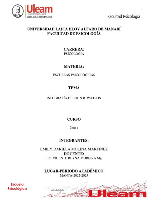 Infografía Sobre La Escuela Conductista De John B Watson Pdf