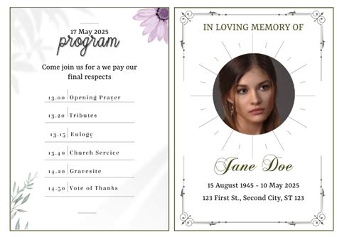 Funeral Programme Template Postermywall