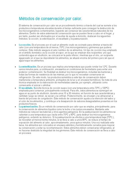 Métodos De Conservación Por Calor Descargar Gratis Pdf Esterilización Microbiología