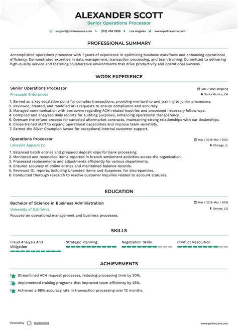 10 Operations Processor Resume Samples And Templates For 2025