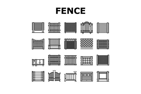 Fence And Gate Exterior Security Icons Set Vector 2231816 Icons