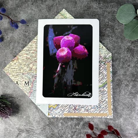 Desert Pink Nopalitos Cactus Print Cards Stylized Prickly Pear Photo