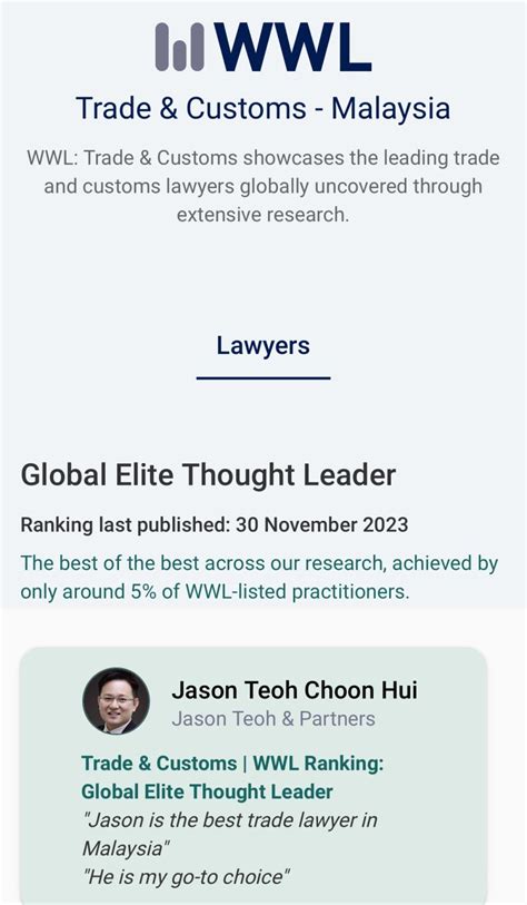 Honored To Be Featured In The Latest Whos Who Legal Trade And Customs Report Grateful For The