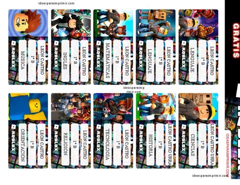 Etiquetas Escolares De Roblox Para Imprimir Pdf
