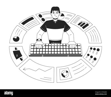 Data Analytics Business Reports Black And White 2d Illustration Concept