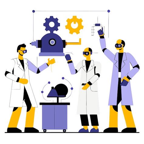 Premium Vector Scientists Collaborate To Create Advanced Artificial