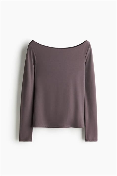 Womens Dark Purple Boat Neck Top Handm Ca